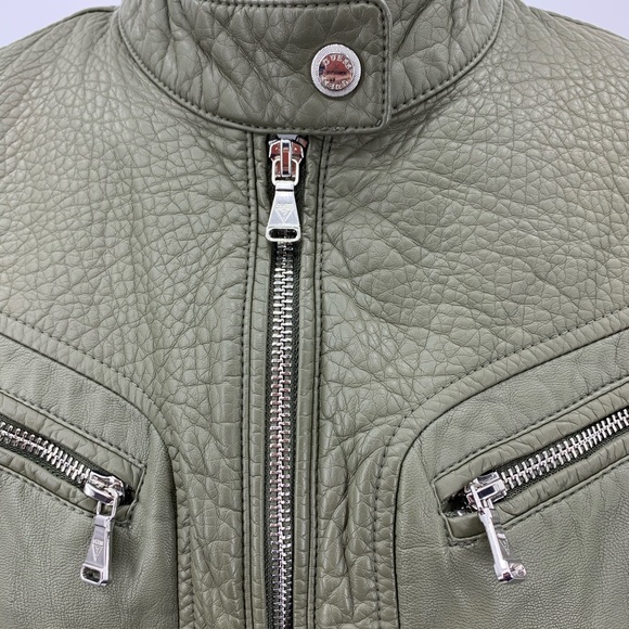Guess | Jackets & Coats | Guess Leather Green Jacket | Poshmark